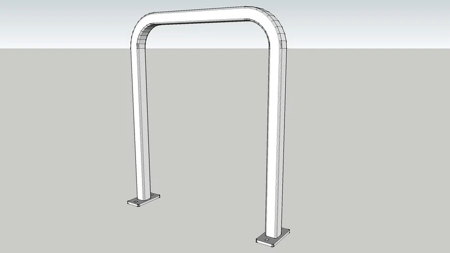 Inverted-U Wide Square Tube Bike Rack - Surface Mount 3d model