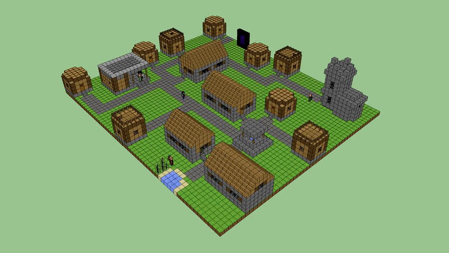 minecraft village 3d model