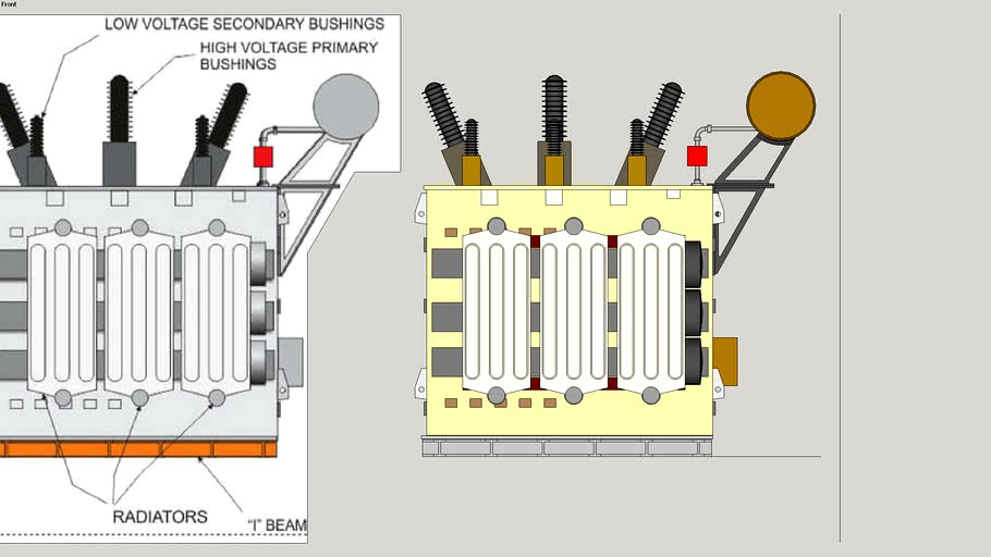 O Gauge operational substation power transformer 3d model