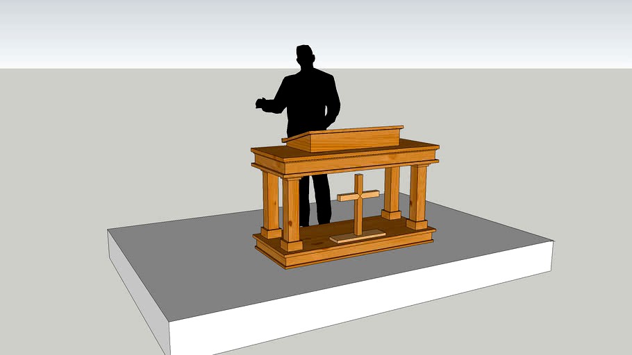 Traditional Wooden Pulpit 3d model