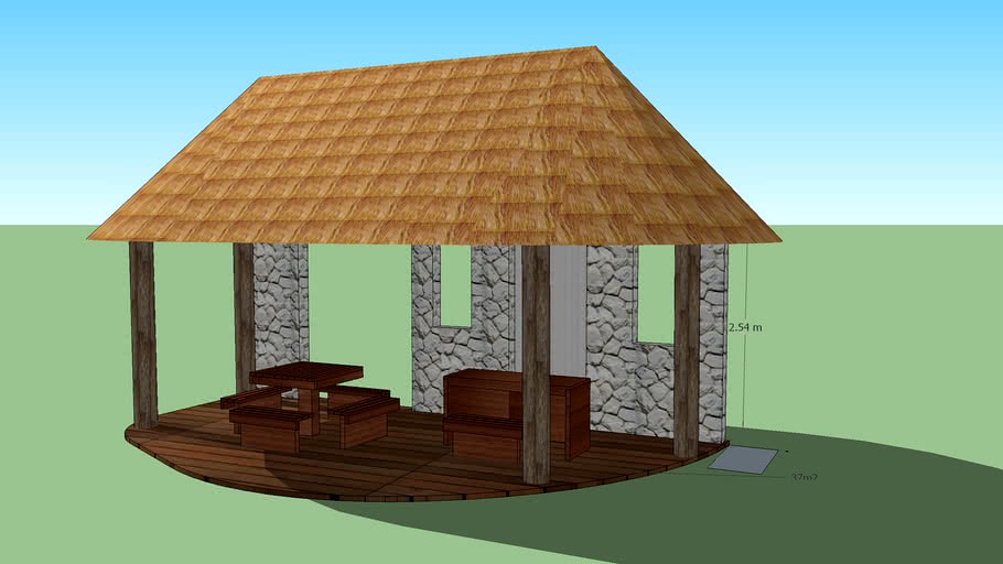 TABLE WITH PALAPA 3d model