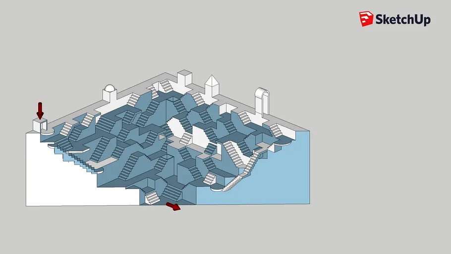 3d steps labyrinth model