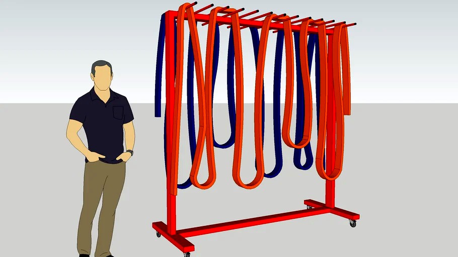 MOBILE FIRE HOSE DRYING METAL RACK 3d model