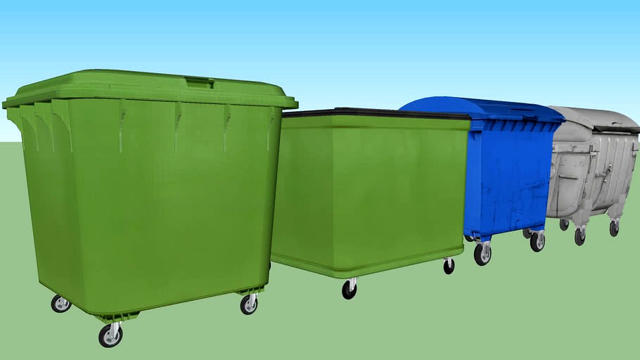 Wheeled waste container set 3d model