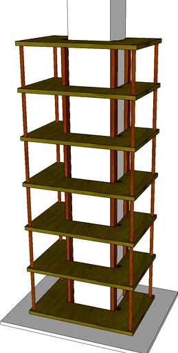 Shelf Unit wrapping around Column 3d model