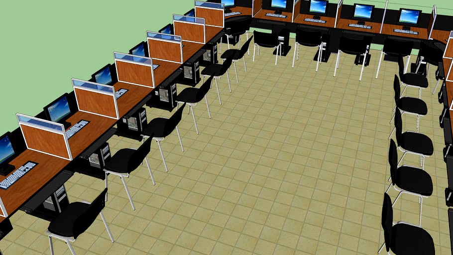 mueble modular para sala de computo 3d model
