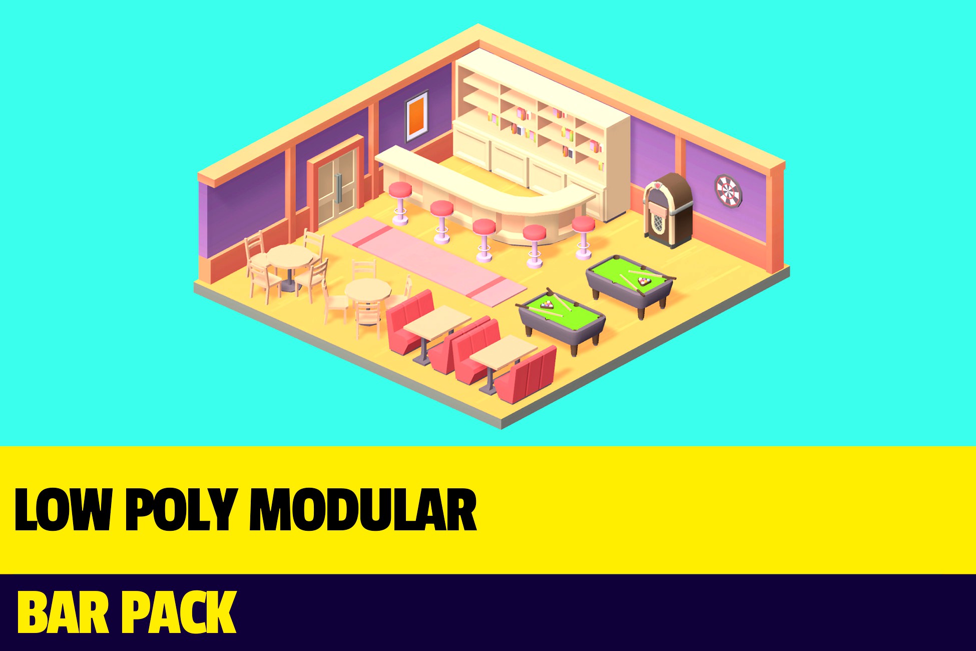 Low Poly Modular Bar Pack 3d model