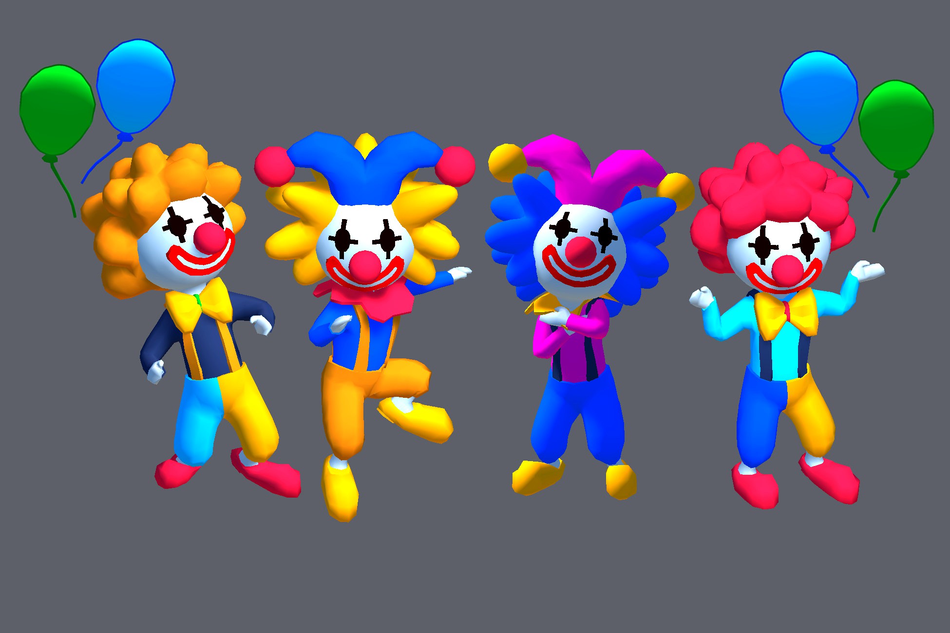 Hyper-Casual Characters Stickman sphere head skins vol.3 Clown 3d model