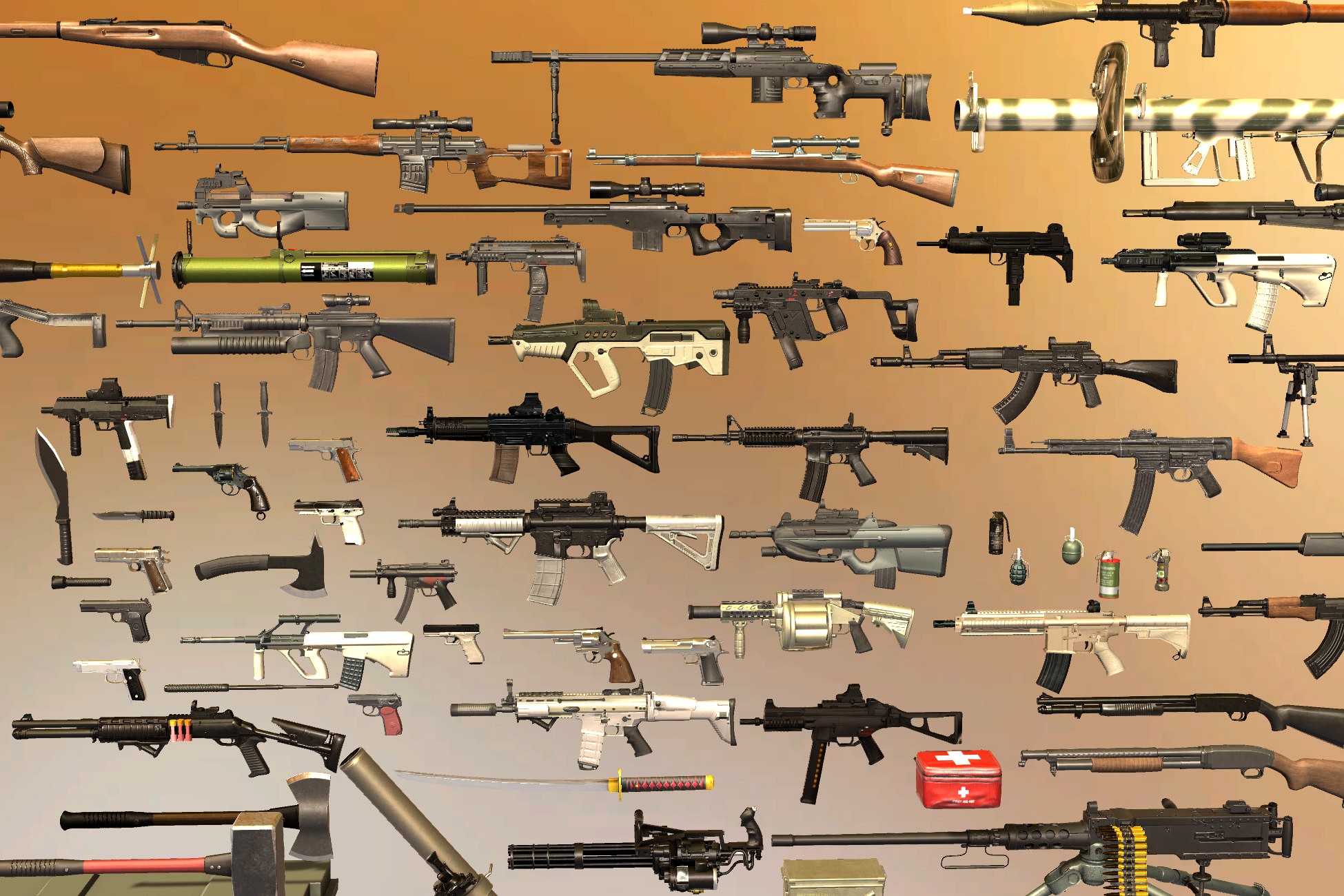 Pbr Weapons Pack Low Poly 3d Model