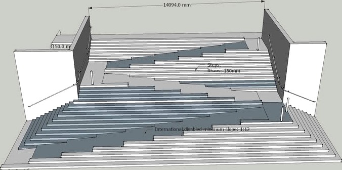 Stairs & ramp combined 3d model