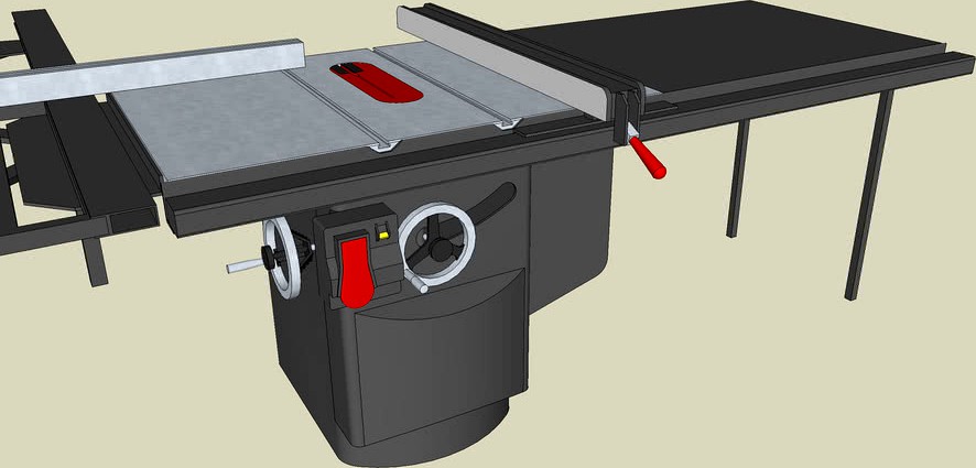 Sawstop Table Saw w/ Sliding Table and Extension Table 3d model