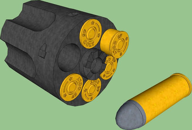 Colt Revolver Cylinder and Bullets 3d model