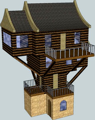 Minecraft Tower house 3d model