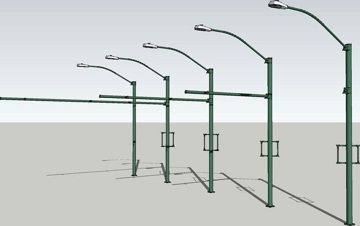 Alaska style traffic signal mast arms 3d model