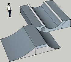 mini ramp with coping and luanch ramp 3d model