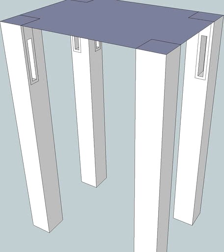 mortise and tenon example, table legs 3d model