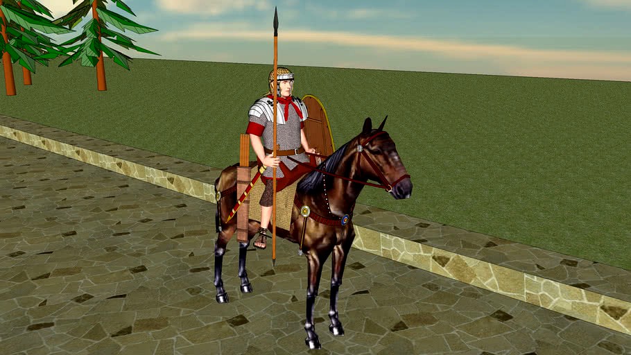 The Roman Army - Equites Legionis Roman Cavalry Mounted - AD 43 3d model