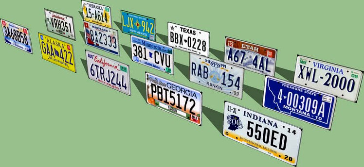 Various License Plates 3d model