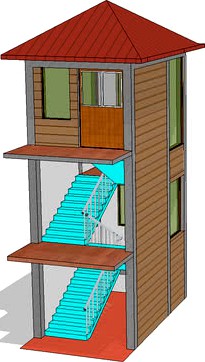 stair case with mumty house 3d model