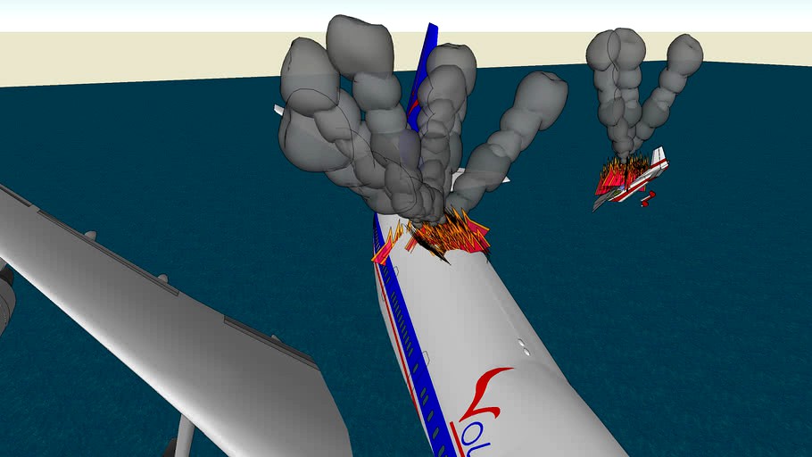terrible plane crash 3d model