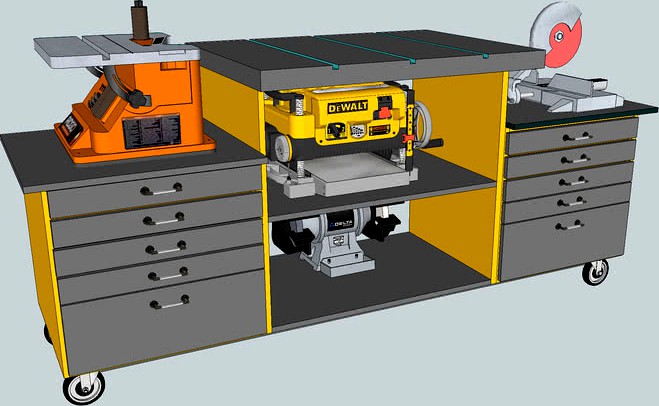 Mobile Benchtop Multi-Tool Workbench 3d model