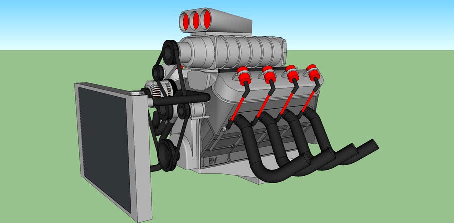 Supercharged V8 Engine 3d model