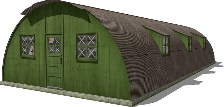 Military barracks (Nissen / Quonset Hut) building 3d model