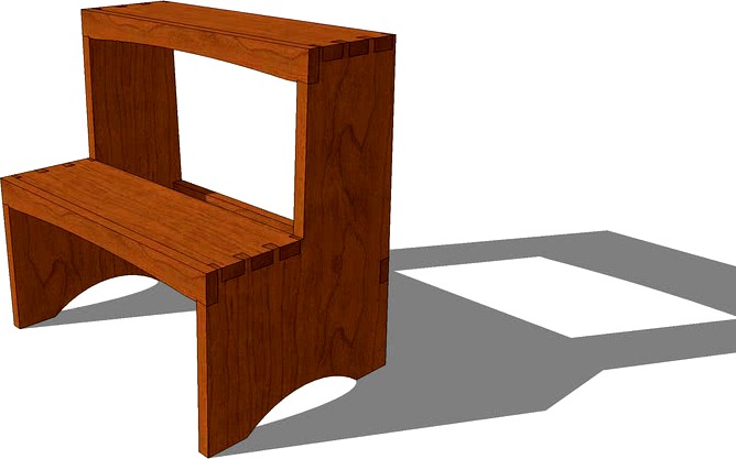 Shaker Step Stool 3d model