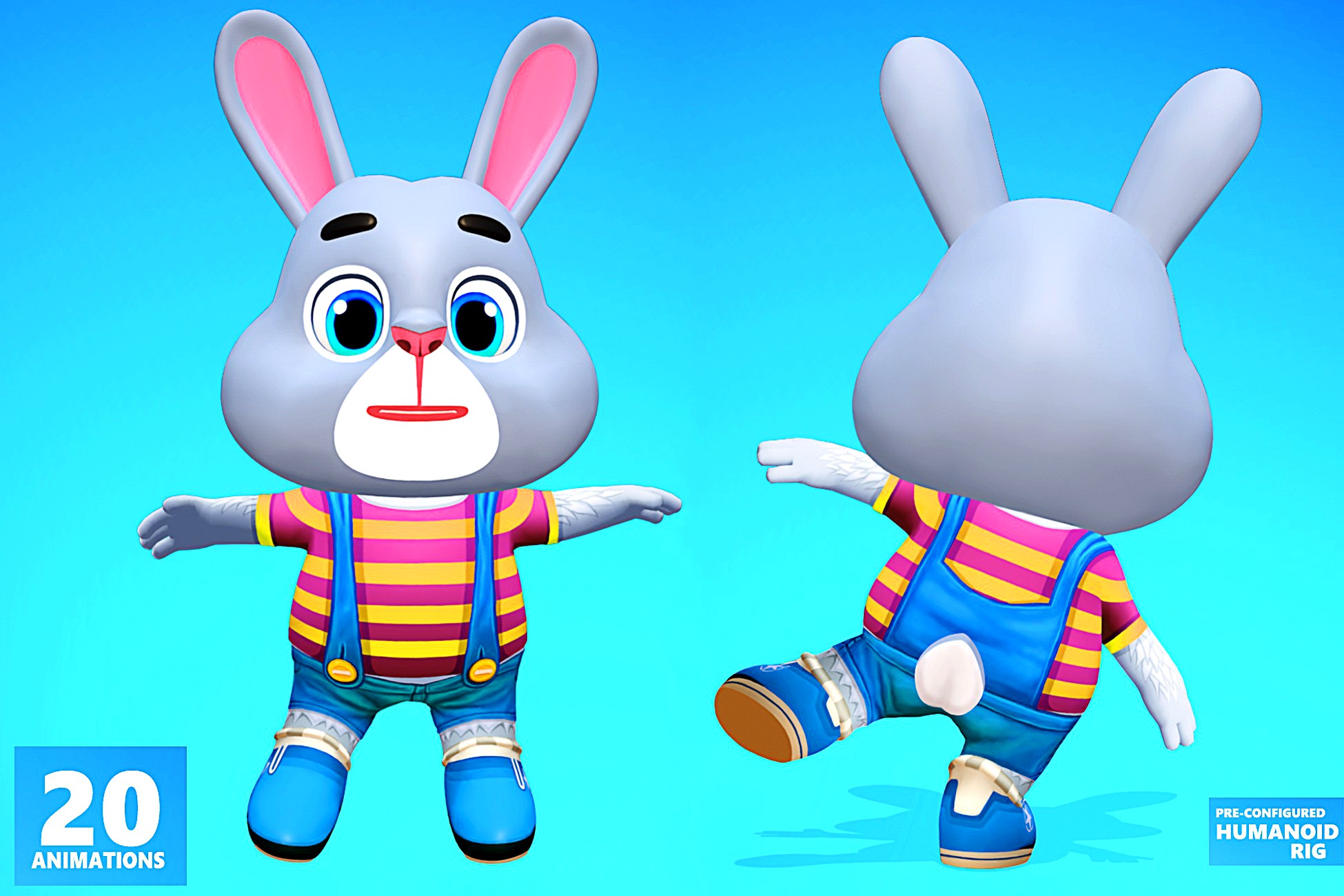 Rabbit Bunny Hare Animated 3d model