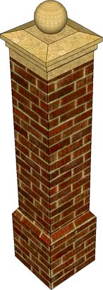 Brick gate pillar with cap and finial 3d model