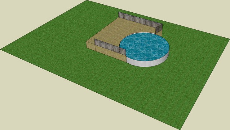 a pool with deck 3d model