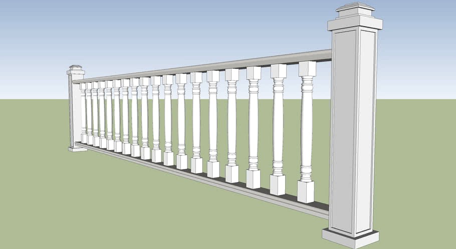 Classic rail of gallery 3d model