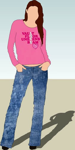 2D girl in jeans 3d model