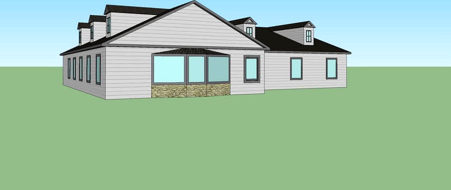ranch style home with siding 3d model