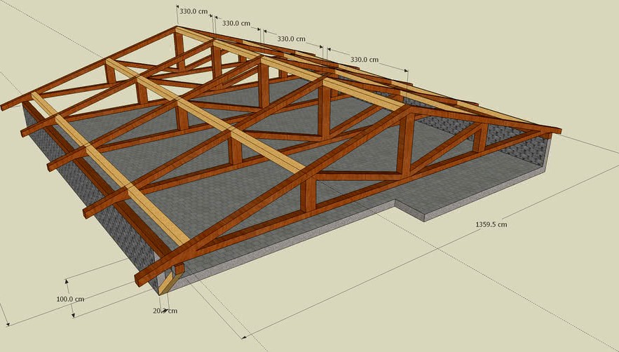 Struttura per copertura in Legno con Capriate 3d model