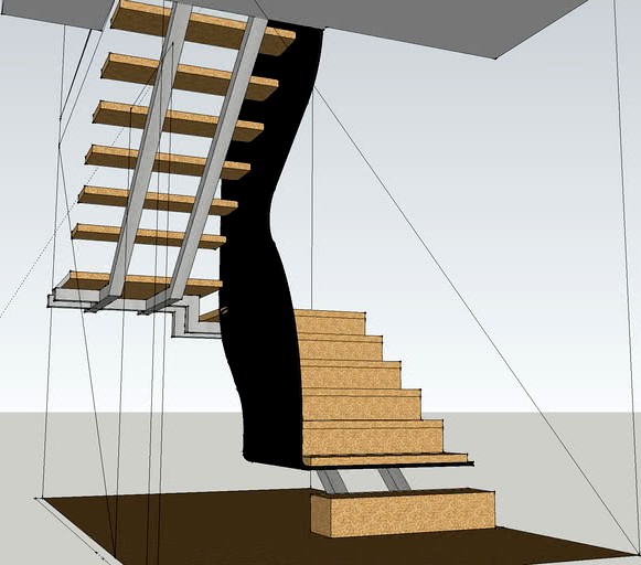 Conceptual Multi-Level Apartment Staircase Design 3d model