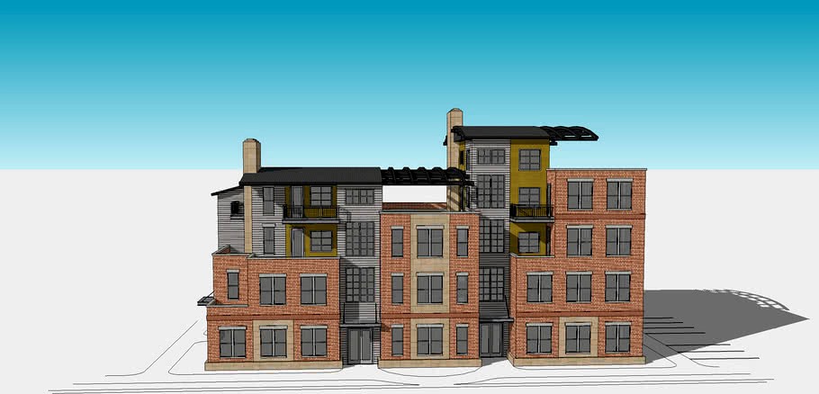 Moldel of a Mixed-use Building 3d model