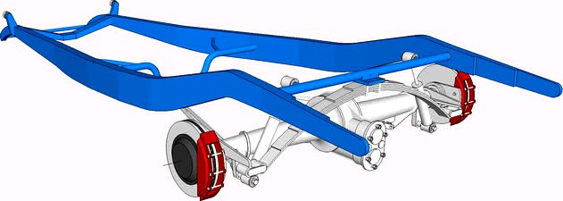 1932 Ford hot rod frame & rear end assembly 3d model