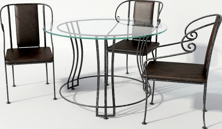 forged table + chairs 3d model