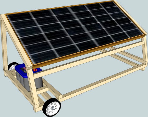 2x2 Lumber Solar Panel Cart 3d model