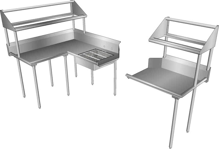 Stainless Steel Clean and Soil Dish Tables 3d model