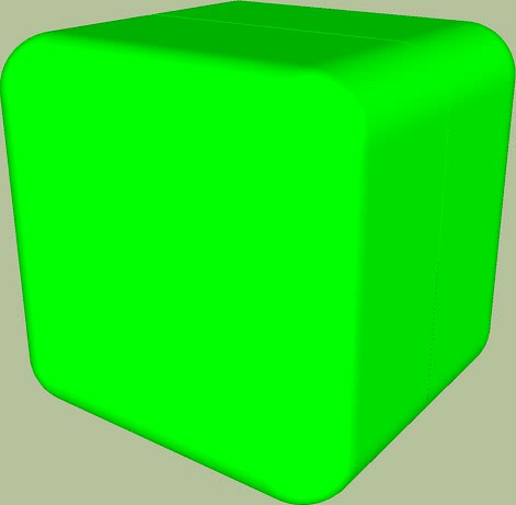 Rounded cube green, simple 3d model