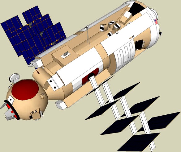 Zarya FGB (ISS Modules) with folded solar array 3d model