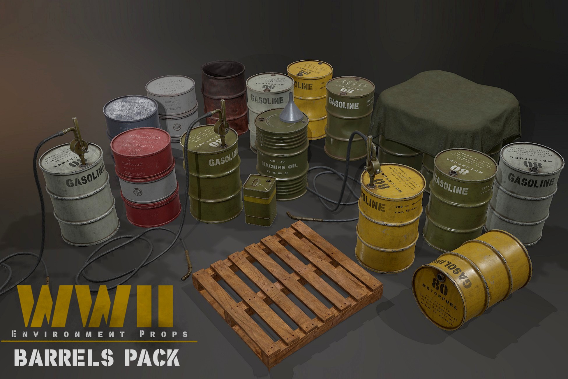 WW2 Barrels Pack 3d model