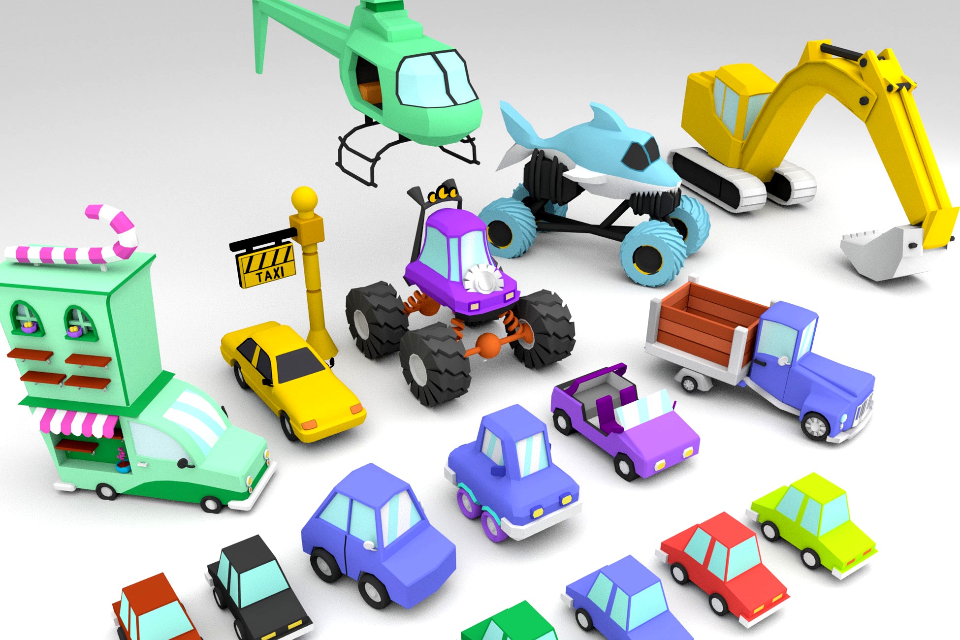 Cartoon Car - Vehicle Pack 3d model