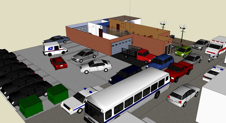 car dealership and service center 3d model