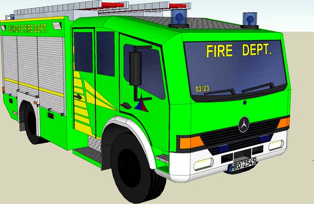 EUROPEAN FIRE DEPARTMENT MERCEDES ATEGO ENGINE 3d model