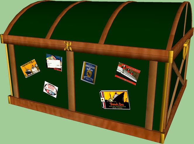 Steamer Trunk With Travel Stickers 3d model