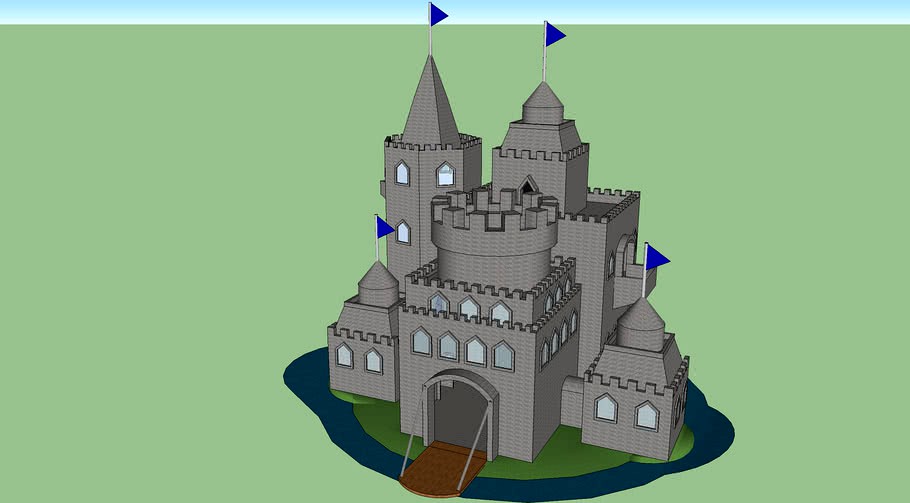 Castle with Moat 3d model