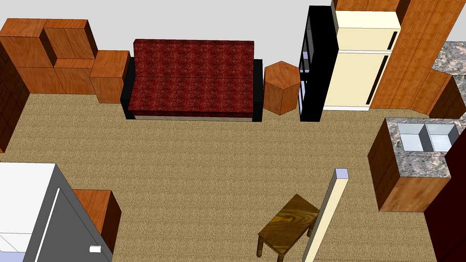 Basement Studio Apartment model 3d